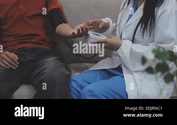Doctor checking measuring pressure on patient's hand pulse Stock Video ...