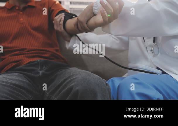 Doctor checking measuring pressure on patient's hand pulse Stock Video ...