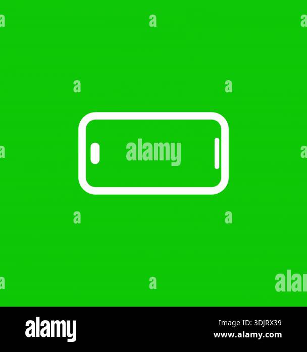 Smartphone rotate landscape prompt animation green screen. White flat ...
