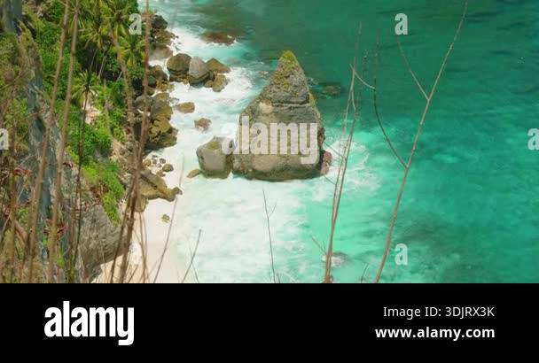 Scenic View of High Limestone Cliffs and Turquoise Ocean Water at ...