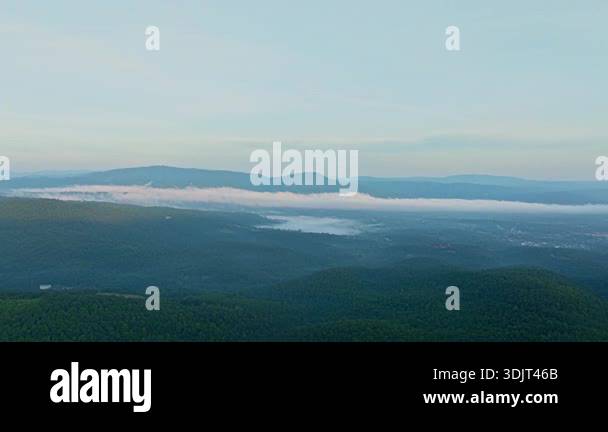 Aerial shot of a gorgeous sunrise. A panoramic view of dramatic ...