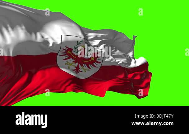 Tyrol state flag with coat of arms on green chroma key Stock Video ...