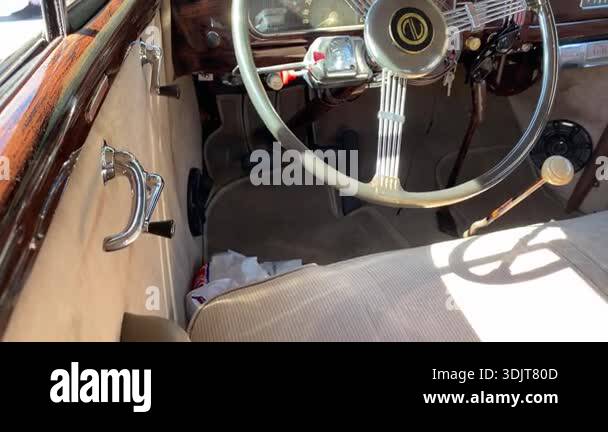 Orlando, Florida, USA - 02.03.2024: Vintage car interior shows a ...