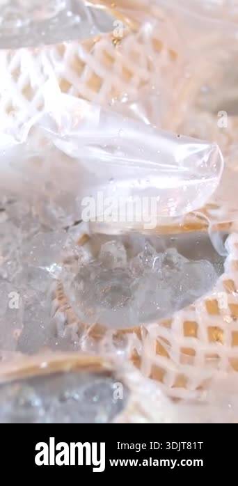Frozen fish packaging Asian street food coconuts and ice boneless ...