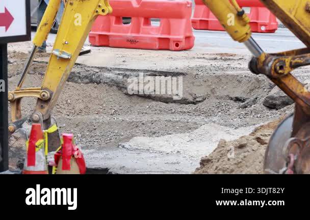 Atlanta, GA / USA - February 27, 2024: The shovel of an earth excavator ...
