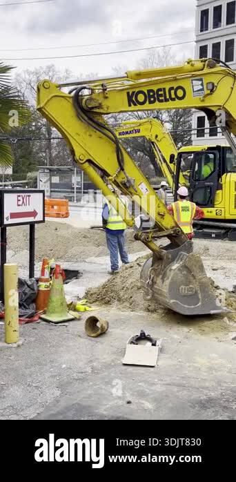 Atlanta, GA / USA - February 27, 2024: The shovel of an earth excavator ...