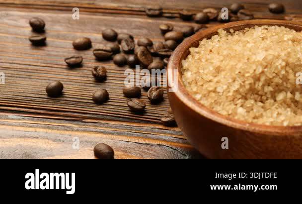 Different types of sea salt, coffee beans and dried orange slices on ...