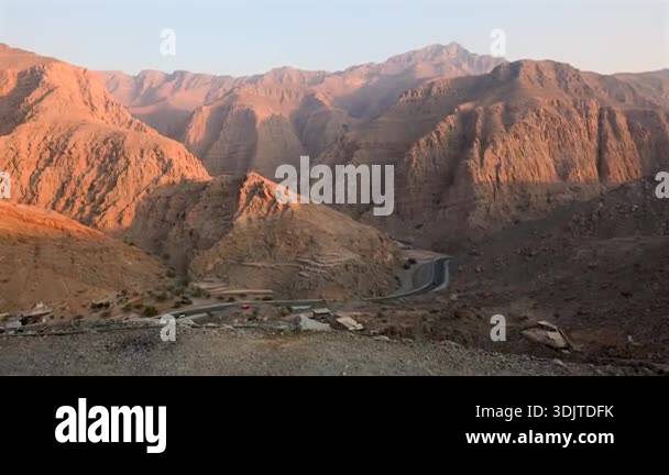 Aerial Sunset View of Jebel Jais Mountains, Ras Al Khaimah, UAE Stock ...