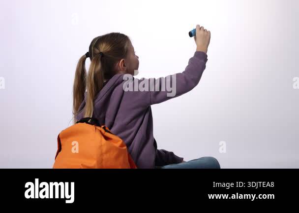 Child drawing something with marker on white background Stock Video ...