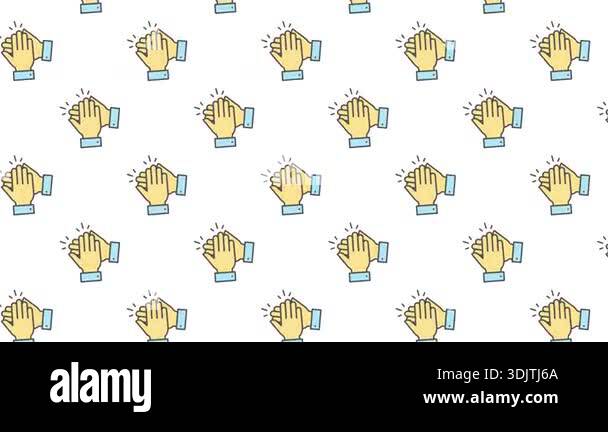 Seamlessly looping animation of clapping hands icons. Flat vector style ...