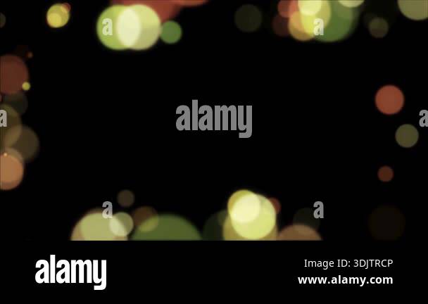 Abstract blurred bokeh lights frame on black background with empty copy ...