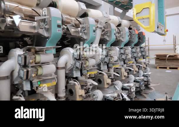Advanced textile factory equipment rewinding cotton threads onto ...