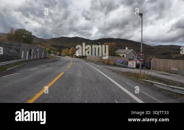 Lofoten Islands, Norway; September 11 2024: Point of view shot driving ...