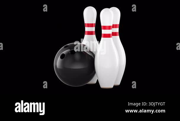 Bowling pins and ball rotation animation seamlessly loopable. 3D ...