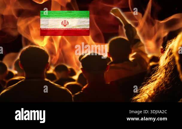 Protest in Iran 2026. Anti-government protests in Iran. Flame and flag ...