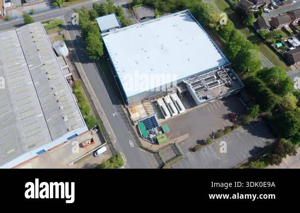 Sweeping aerial view of a state of the art data center campus for cloud ...