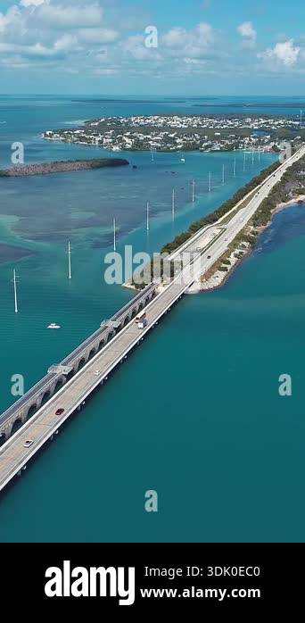 Key West: 7 Mile Bridge Florida Keys United States. Aerial view of ...
