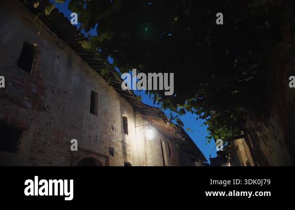 View of majestic tower and walls of ancient Italian fortress ...
