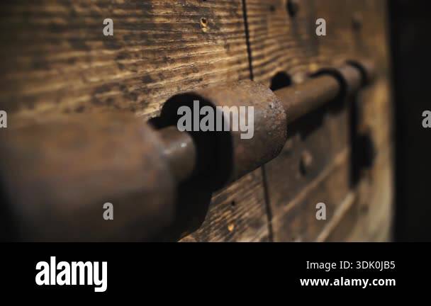 Antique lock on door of ancient fortress as detail of historical ...