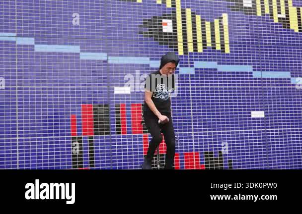 Person practicing knife throwing against a target Stock Video Footage ...