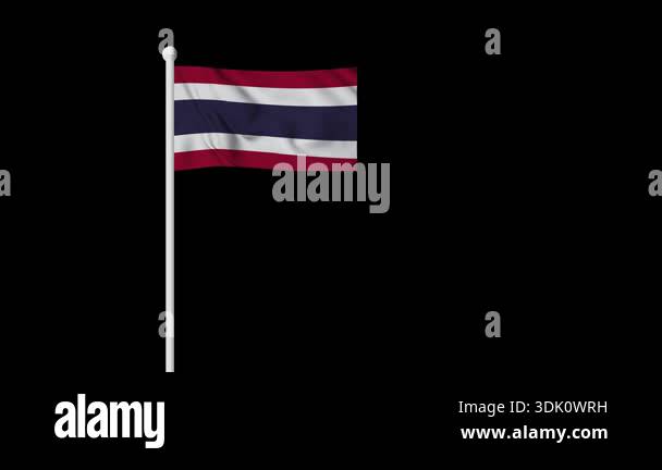Thailand Flag Loop. Realistic 4K. 30 fps flag of the Thailand Stock ...
