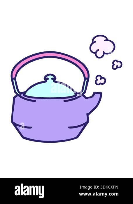 shaking motion animation of a steaming hot teapot of japanese tea ...