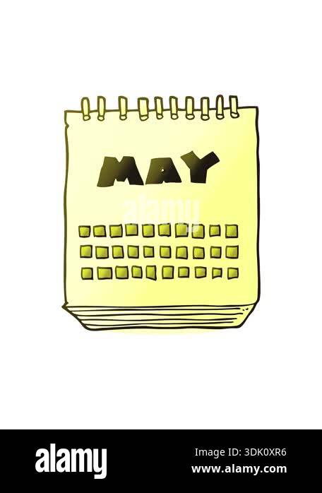 changing color animation of freehand drawn cartoon calendar showing ...