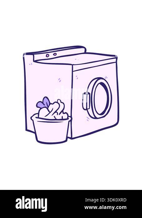 bob and pause animation of cartoon washing machine and laundry Stock ...