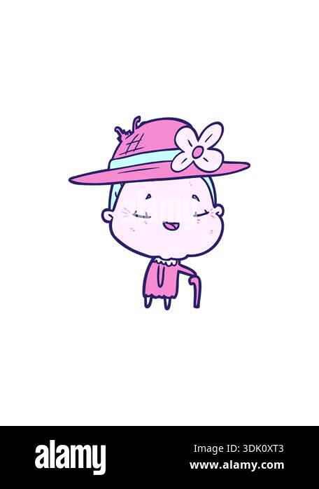 radioactive glowing animation of cartoon old woman with walking stick ...