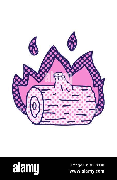 bob and pause animation of comic book style quirky cartoon campfire ...