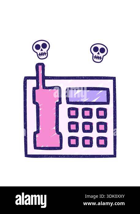 spinning skulls animation of a Telephone Chalk Drawing Stock Video ...