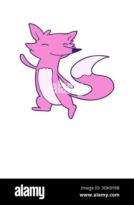 rise and float animation of cartoon happy fox Stock Video Footage - Alamy