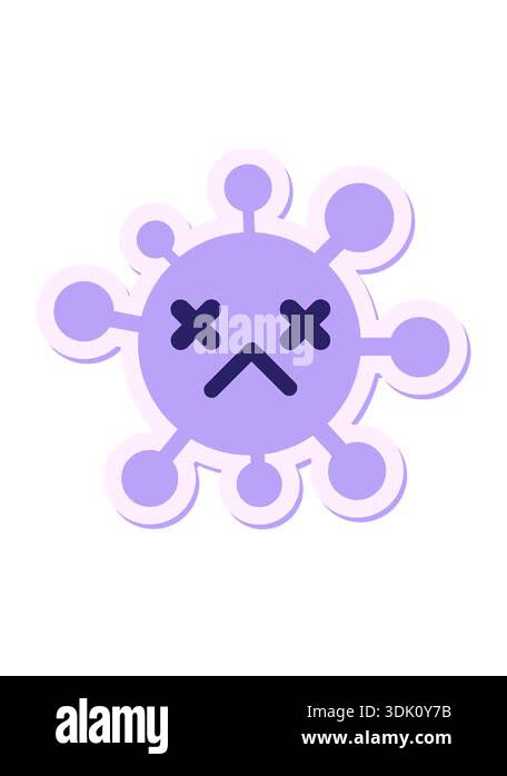 power up animation of unimpressed dead virus sticker Stock Video ...