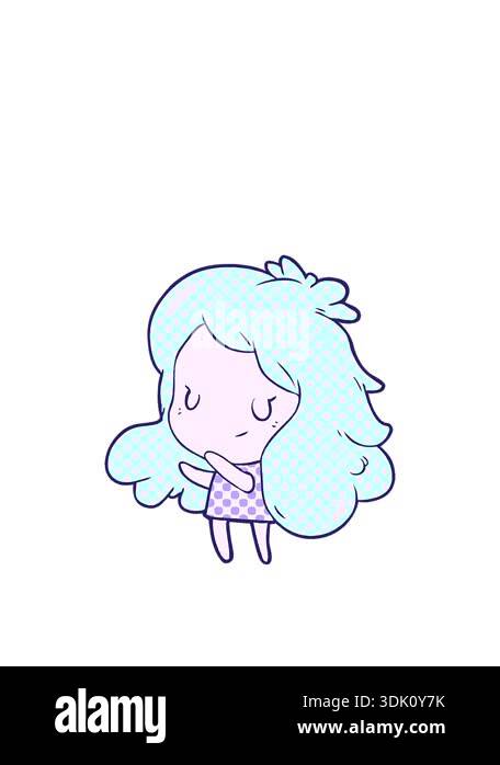 stretching up animation of cute cartoon girl Stock Video Footage - Alamy