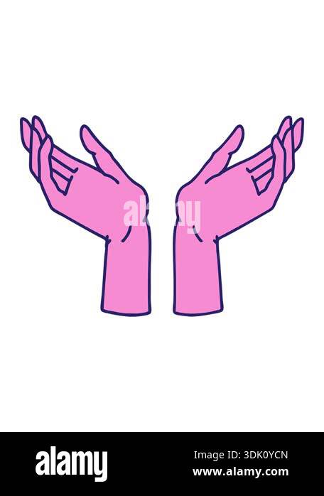 pressure popping animation of iconic tattoo style image of open hands ...