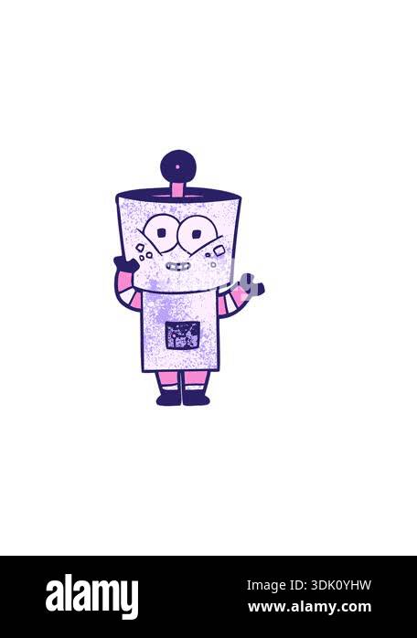 horizontally vibrating animation of happy cartoon robot waving hello ...