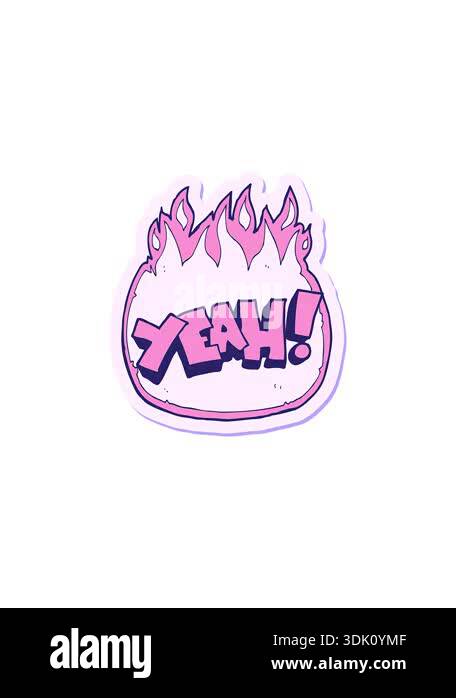 starburst effect animation of sticker of a yeah cartoon shout Stock ...