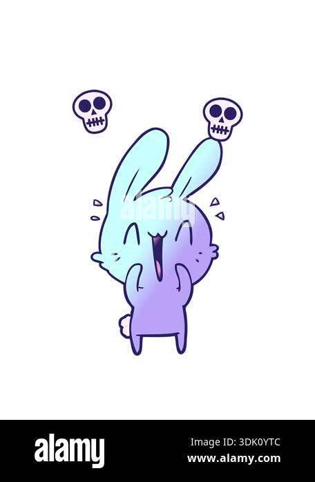 spinning skulls animation of rabbit cartoon artwork Stock Video Footage ...