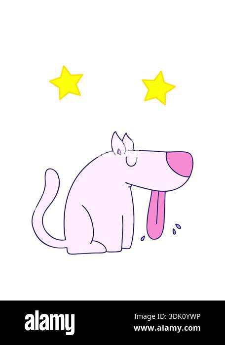 spinning stars animation of hand drawn cartoon dog Stock Video Footage ...