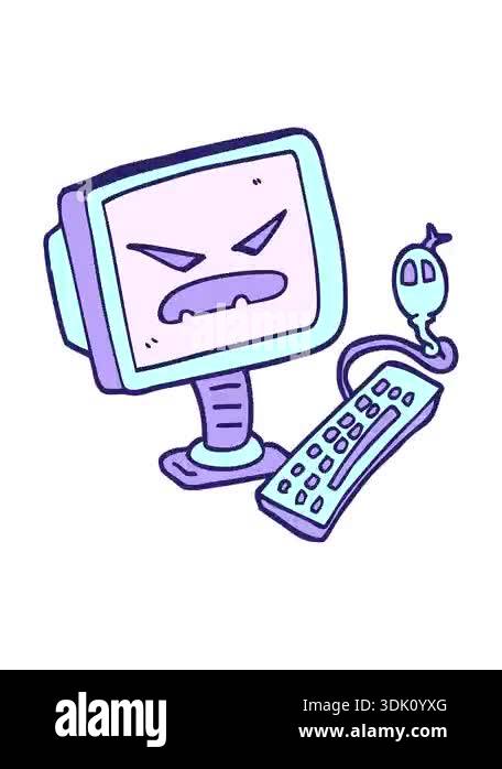 shivering motion animation of hand drawn doodle style cartoon evil ...
