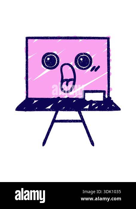 neon light effect animation of cartoon Blackboard Chalk Drawing Stock ...