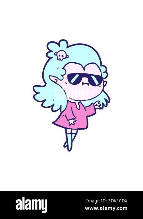 popping motion animation of cute cartoon cool vampire girl Stock Video ...