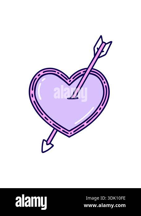 neon light effect animation of iconic tattoo style doodle of an arrow ...