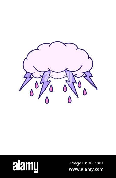rise and float animation of tattoo style image of a storm cloud Stock ...