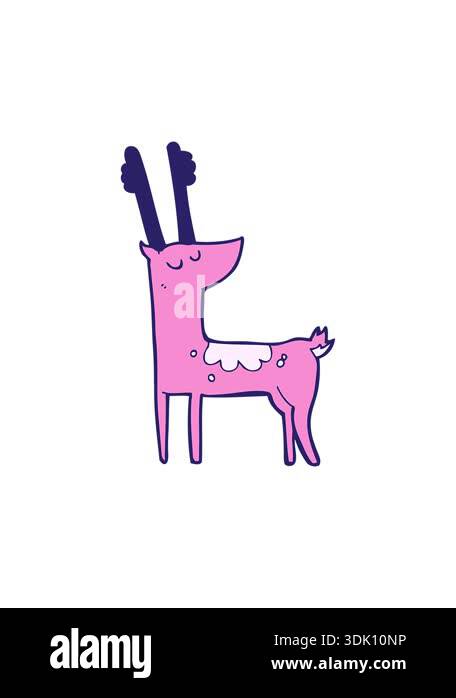 jiggle and pause animation of cartoon drawing of a deer Stock Video ...