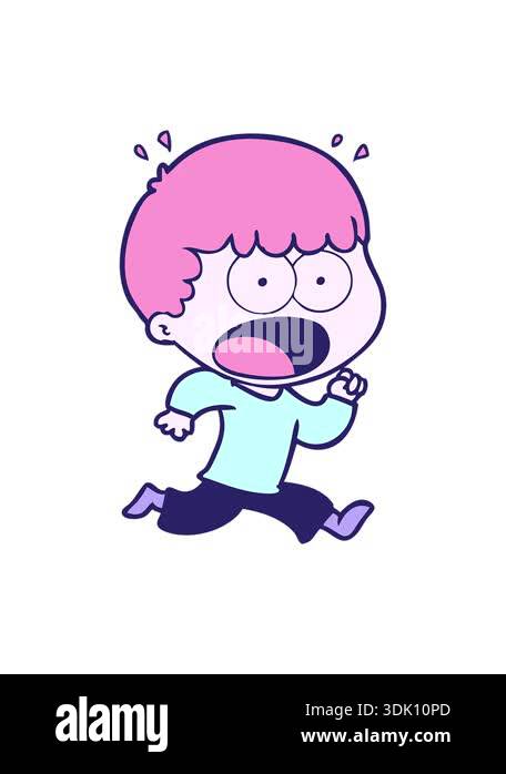 jiggle and pause animation of cartoon shocked man running away Stock ...