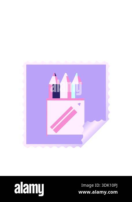 jumping motion animation of pack of coloring pencils graphic square ...