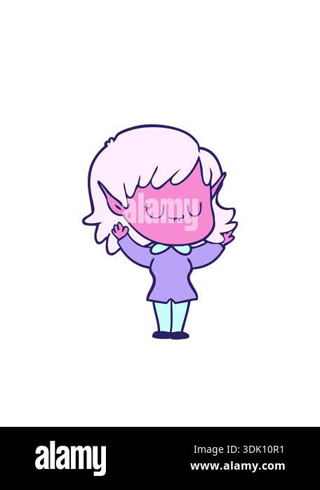 blinking radial lines animation of happy cartoon elf girl image Stock ...