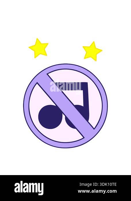 spinning stars animation of cute cartoon of a no music sign Stock Video ...