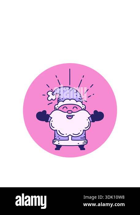 rise and float animation of icon of a tattoo style happy santa claus ...